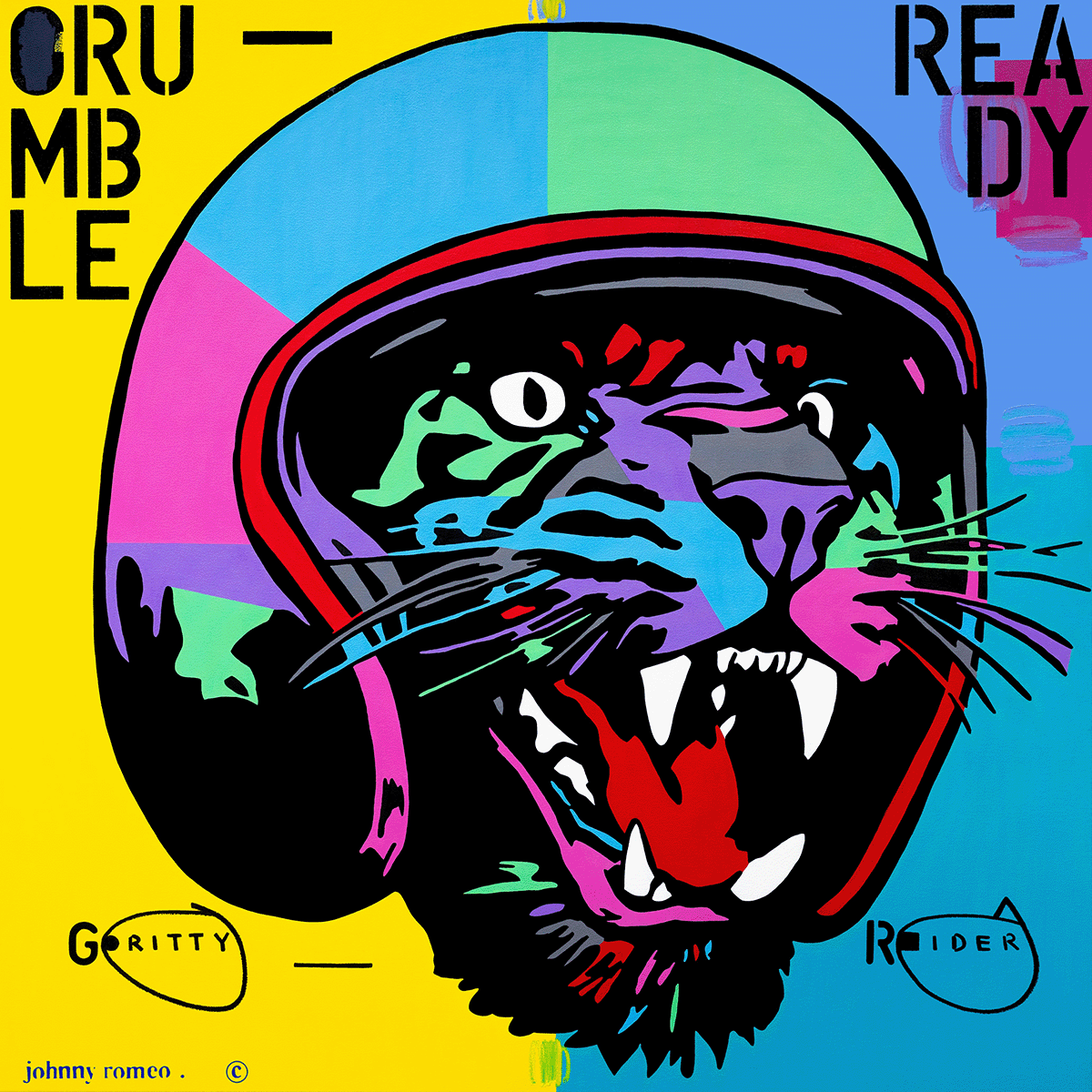 Gritty Rider, 2024 - Johnny Romeo - Original Acrylic and Oil on Canvas ...