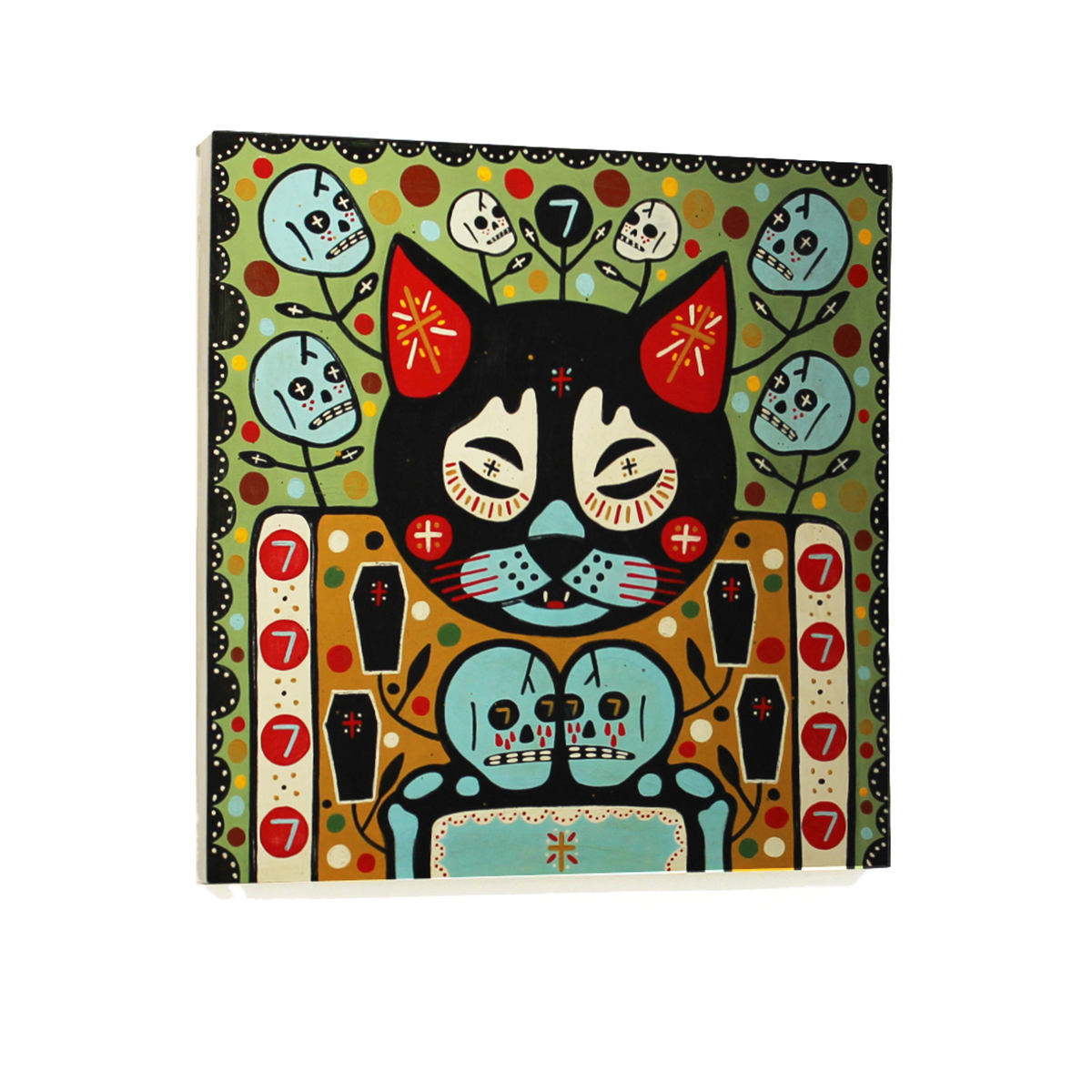 MIKE EGAN Cat Hiding Death Inside acrylic on wood panel 610 x 610 mm ...