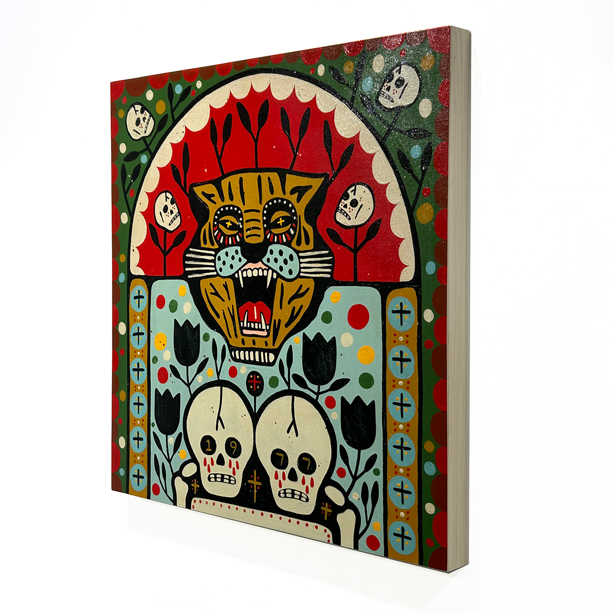 MIKE EGAN Cat Hiding Death Inside acrylic on wood panel 610 x 610 mm ...